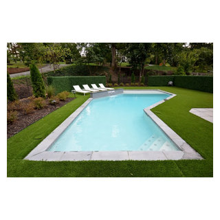 Modern Pool with Artificial Turf & Boxwood - Modern - Pool - Other - by ...