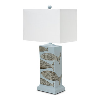 Pompano 28" Polyresin Coastal Fish Table lamp, Set of 2 - Beach Style ...