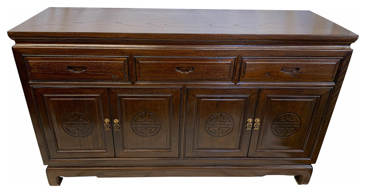 Hand Carved Long Life Buffet Server With Ming Horse Hoof Legs, 72 ...