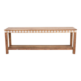 Reclaimed Teak Blossom Inlaid Console - Mediterranean - Console Tables ...