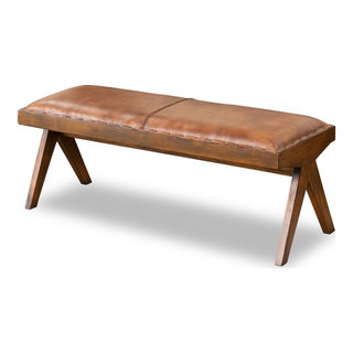 Chad Leather Bench - Contemporary - Dining Chairs - by Bison Commerce ...