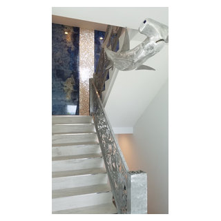 Custom Railing Designs for Luxury Beach Home - Beach Style - Staircase ...