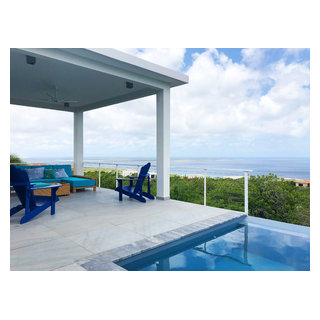 Infinity Pool Island View Railing Bonaire - Tropical - Balcony - New ...