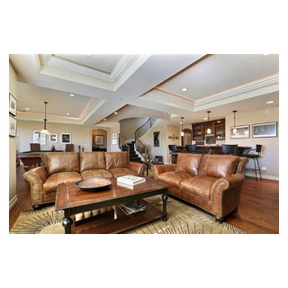 Artisan Castle Rock Basement with custom wood accent home bar ...