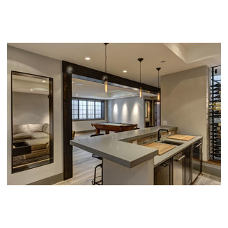 Basement Bar Counter & Pool Table - Contemporary - Basement - Denver ...