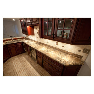 Basement Bar With Fire Bordeaux Granite - Contemporary - Basement - DC ...