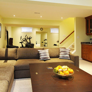 75 Beautiful Look-out Basement with Yellow Walls Ideas & Designs - June ...