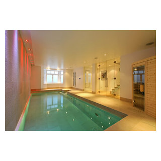 Basement conversion with lap pool, with sauna at the pool side ...