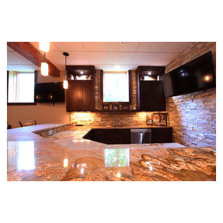 Basement with Large Windows Take Advantage of Sunlight - Rustic ...