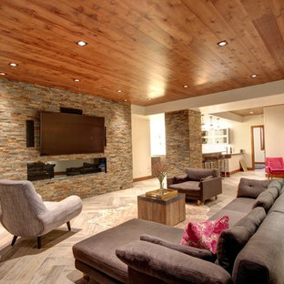 75 Beautiful Large Mid-Century Modern Basement Pictures & Ideas ...