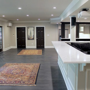 75 Beautiful Gray Floor Basement with Beige Walls Pictures & Ideas ...