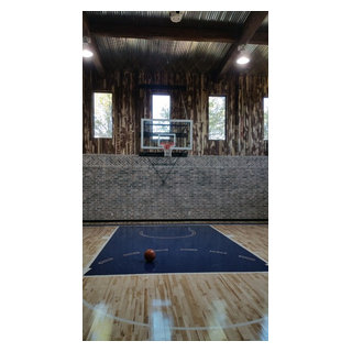 Cernicky basement w/ half basketball court; golf simulater room; bar ...