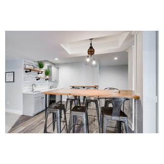 Farmhouse Basement Entertainment Space - Farmhouse - Basement ...