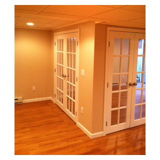 French doors in a basement transition - Contemporary - Basement ...