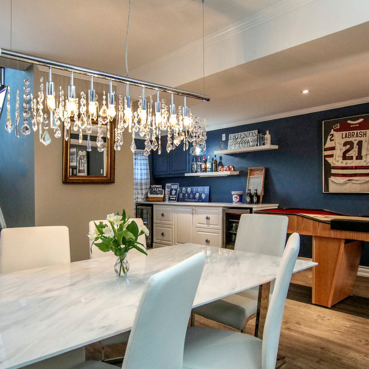 75 Keller mit blauer Wandfarbe und Eckkamin Ideen & Bilder - Dezember ...