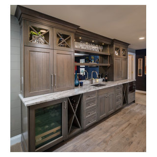 Lake House Retreat - Lower Level Bar - Beach Style - Basement - Detroit ...