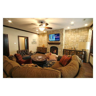 Lodge Inspired Residence - Basement Living - Rustic - Basement - Kansas ...