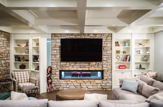 Basement of the Week: Stone Arches, a Fun Ceiling and a Secret Door