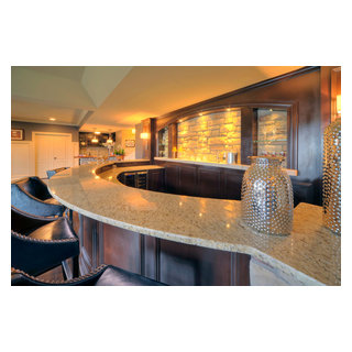 Lower Level Bar with Stone Work - Traditional - Basement - St Louis ...