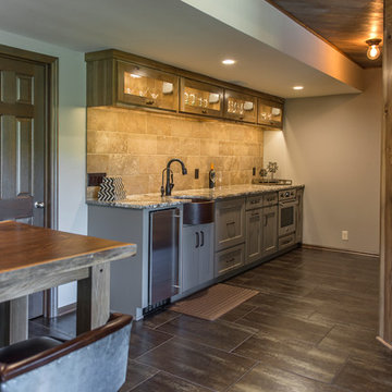 75 Rustic Porcelain Tile Basement Ideas You'll Love - April, 2023 | Houzz