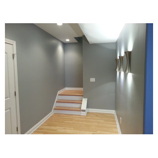 Moore Basement Finished Before and After - Modern - Basement ...