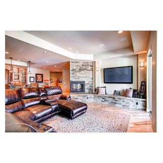 Parker Basement Family Room with Stone Fireplace - Traditional ...