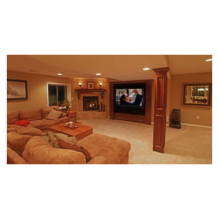 Recessed Panel Post Detail in Highlands Ranch Colorado Basement Finish ...