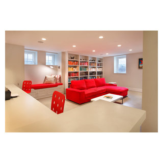 Red and white basement - Contemporary - Basement - Minneapolis - by ...