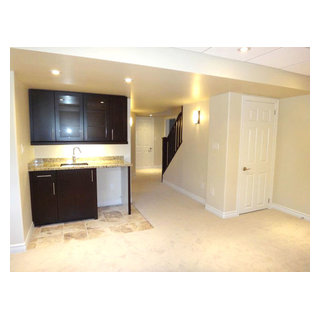 Rich Cream & Dark Brown Basement - Traditional - Basement - Toronto ...