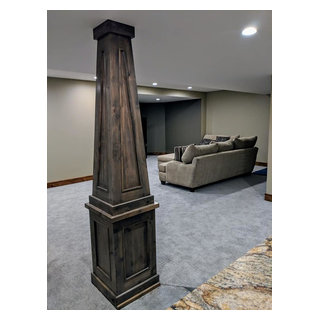 Rustic Industrial Basement Column Wrap - Rustic - Basement - Milwaukee ...