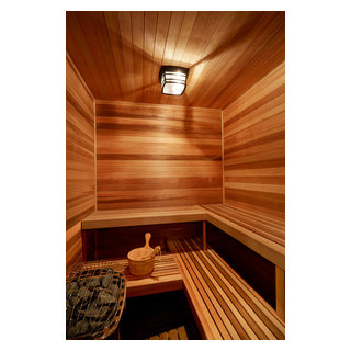 Sauna in Lower Level Features Western Red Cedar Walls and Ceiling ...