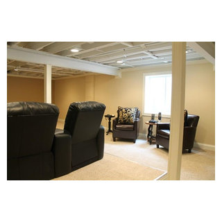 side view of basement remodeling work Illinois - Traditional - Basement ...