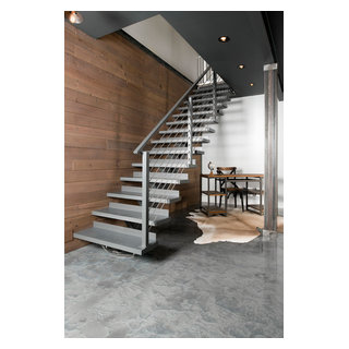 Steel Stairs with Cable Rails - Industrial - Staircase - Detroit - by ...