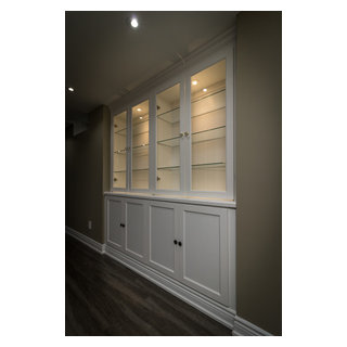 Traditional Built in Glass Display Cabinet - Traditional - Basement ...