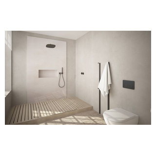 Walk-in shower with frameless panel - Contemporary - Bathroom - London ...