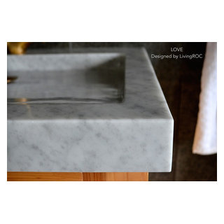 47" x 19" TROUGH CARRA WHITE MARBLE BATHROOM SINK LOVE - Craftsman ...