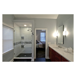 Alcove Shower and Dual Sconce Vanity - Contemporary - Bathroom ...