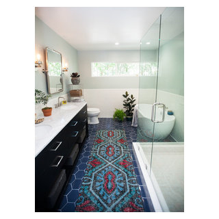 Bathroom floor in 8" Hexagons in Slate Blue. - Contemporary - Bathroom ...