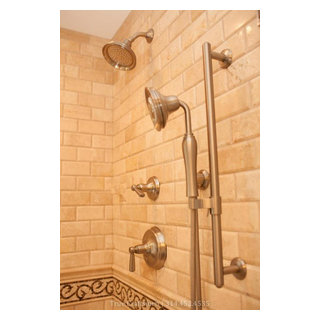 Beveled Durango Travertine with Emperador Dark Marble - Classique ...