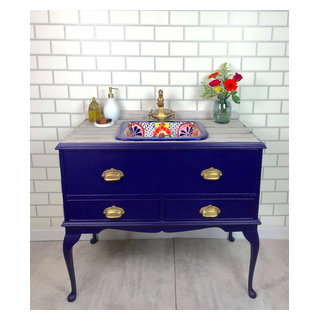 'Blue Dragon' Bathroom Vanity Unit with weathered-driftwood porcelain ...