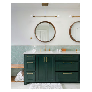 Blue-Green Bathroom Tiles in Ogee - Transitional - Bathroom - Dallas ...