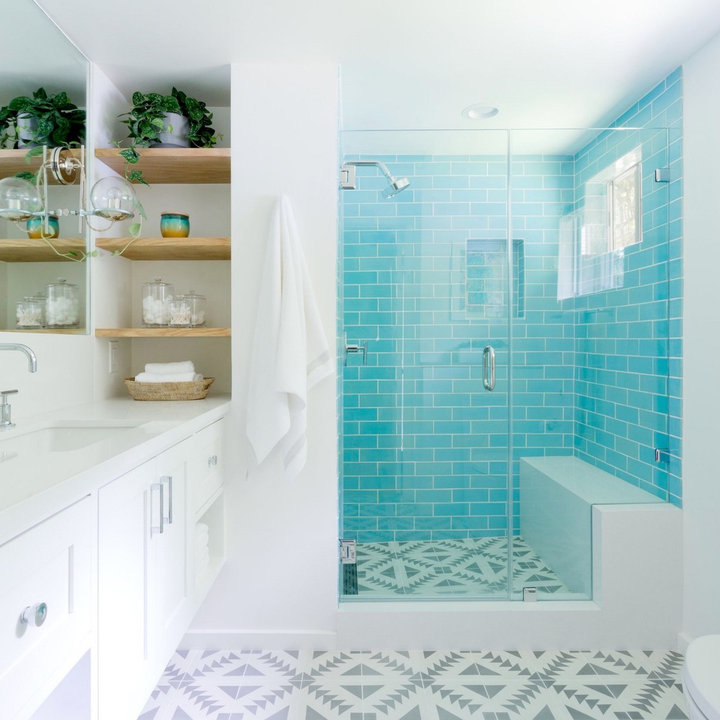 75 Blue Tile Bathroom Ideas You'll Love - October, 2025 | Houzz