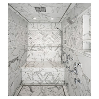 Calacatta Gold Marble Bathroom Shower - Modern - Bathroom - Los Angeles ...