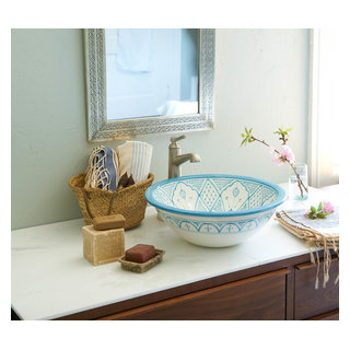 Classic Design Table Top/Undermount Sink, Turquoise and White ...
