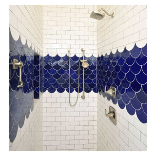 Cobalt Blue Moroccan Fish Scale Shower - Modern - Bathroom ...