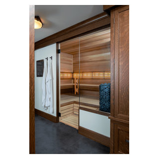 Custom Finnleo Sauna with Himalaya Heater and Stone Wall - Modern - Bathroom - Detroit - by ...
