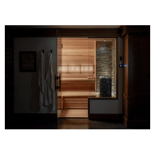 Custom Finnleo Sauna with Himalaya Heater and Stone Wall - Modern - Bathroom - Detroit - by ...