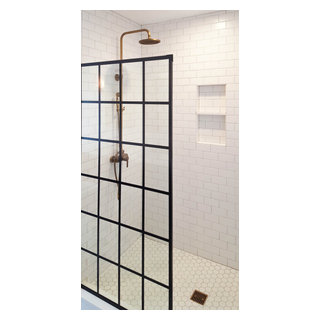 Custom French Glass Partition Wall to Open Shower - Modern - Badezimmer ...