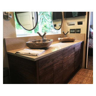Custom Modern Walnut Wood Bathroom Vanity - Modern - Bathroom - Orange ...