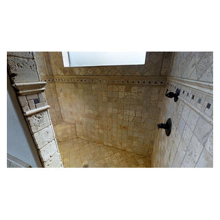 Custom tile for walk-in master shower - Mediterranean - Bathroom ...